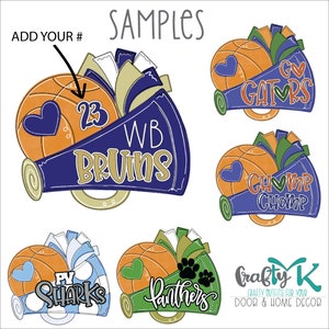 Personalized Cheer Basketball Door Wreath Choose Your Team Colors ...