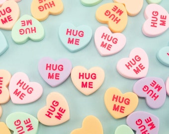 10 Kawaii Pastel Hug Me Conversation Heart Cabochons 19mm - Etsy