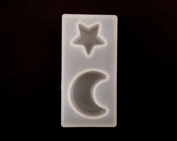 Assorted Size Crescent Moon and Star Charm Pendant Silicone Mold, Mold ...
