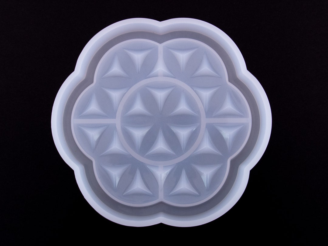 116mm Textured Flower of Life Scalloped Coaster Silicone Mold, Casting ...