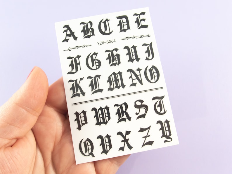 1 Sheet Black Gothic Font Alphabet Stickers Self Adhesive - Etsy
