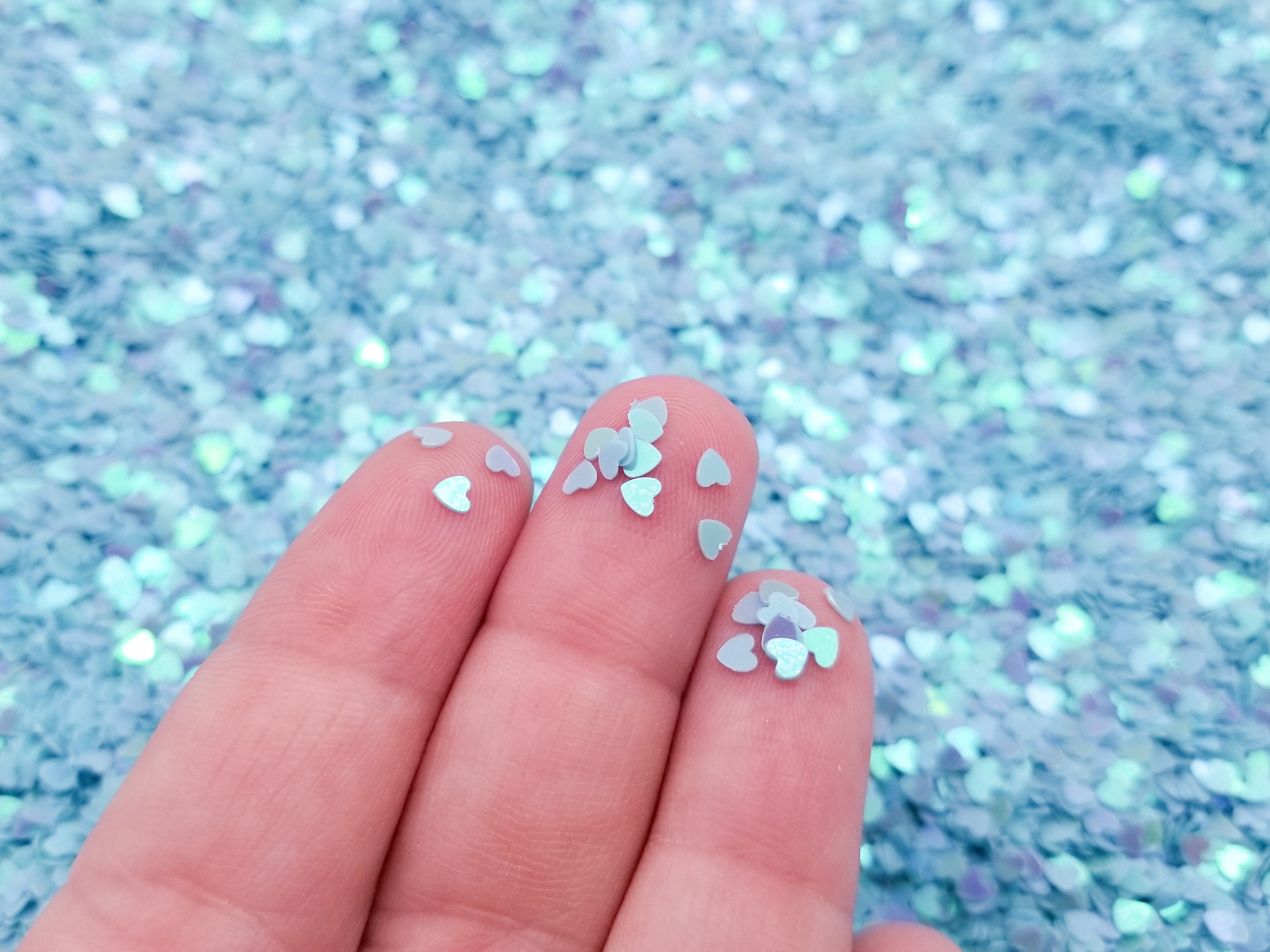3mm Baby Blue Iridescent Shift Heart Glitter Resin Supplies | Etsy