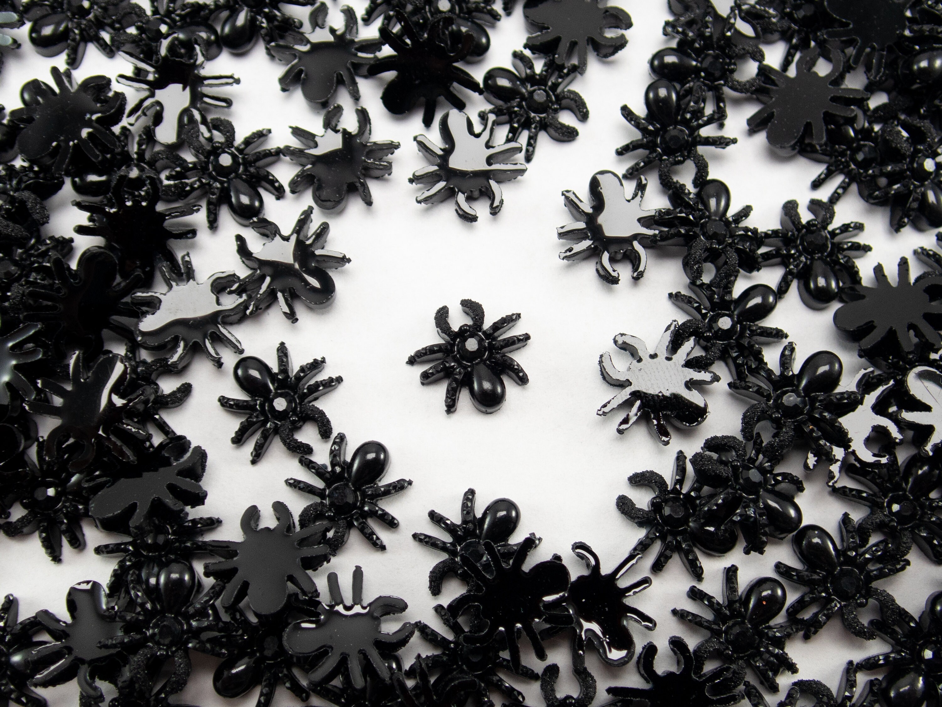 10 Miniature Black Rhinestone Spider Cabochons Resin Bug - Etsy
