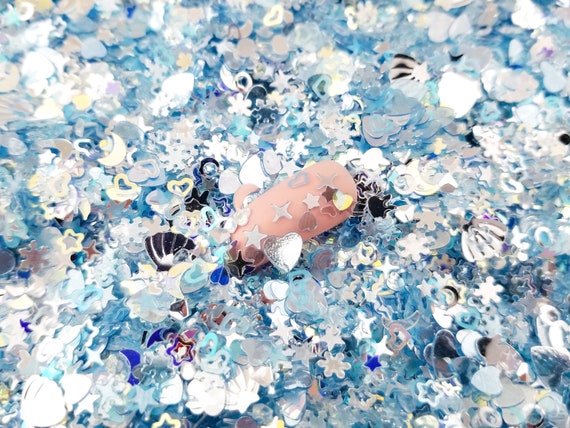 Sky Blue Daydream Mixed Shape Iridescent Glitter 3-6mm Resin | Etsy