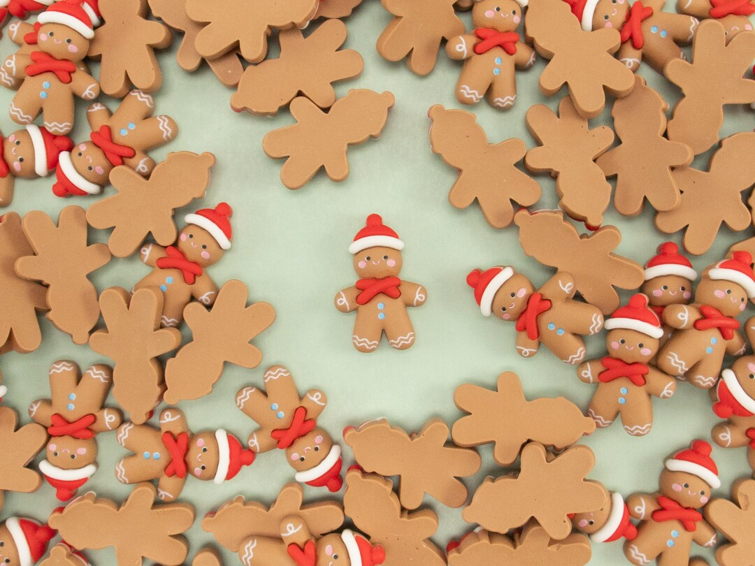5 Resin Gingerbread Man Cookie Cabochons, Cookie Fake Candy ...