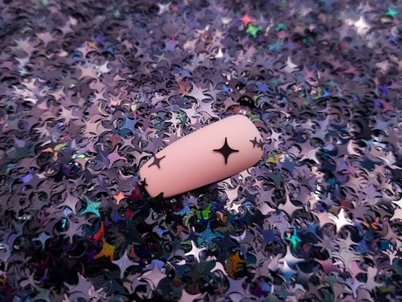 Black Holographic Star Glitter 2-5mm Resin Supplies Kawaii | Etsy