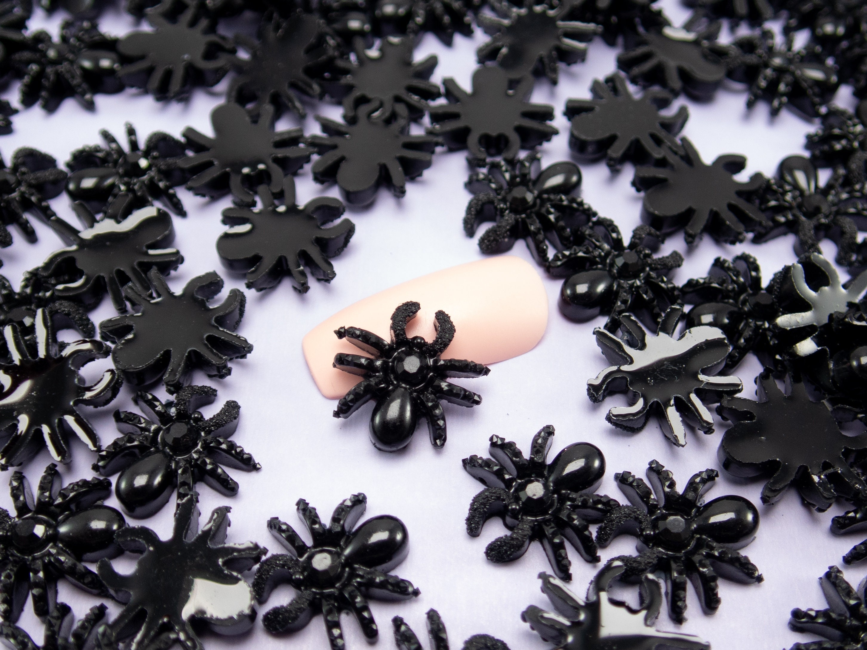10 Miniature Black Rhinestone Spider Cabochons Resin Bug - Etsy