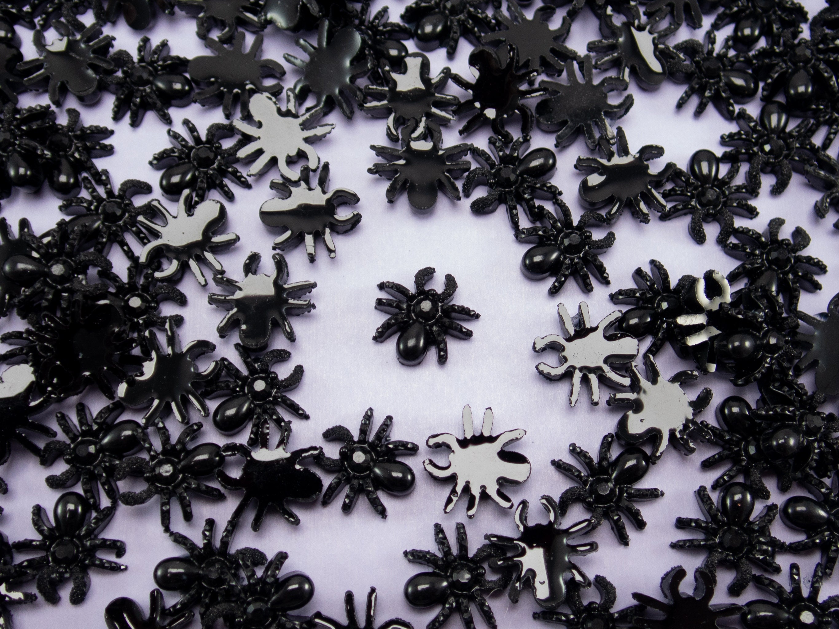 10 Miniature Black Rhinestone Spider Cabochons Resin Bug - Etsy