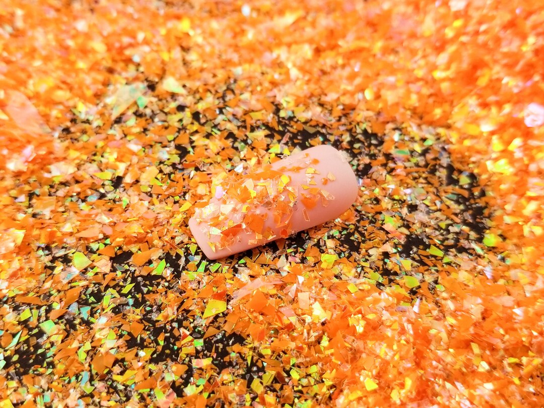 Orange Opal Iridescent Cellophane Fine Shard Glitter, Resin Supplies ...