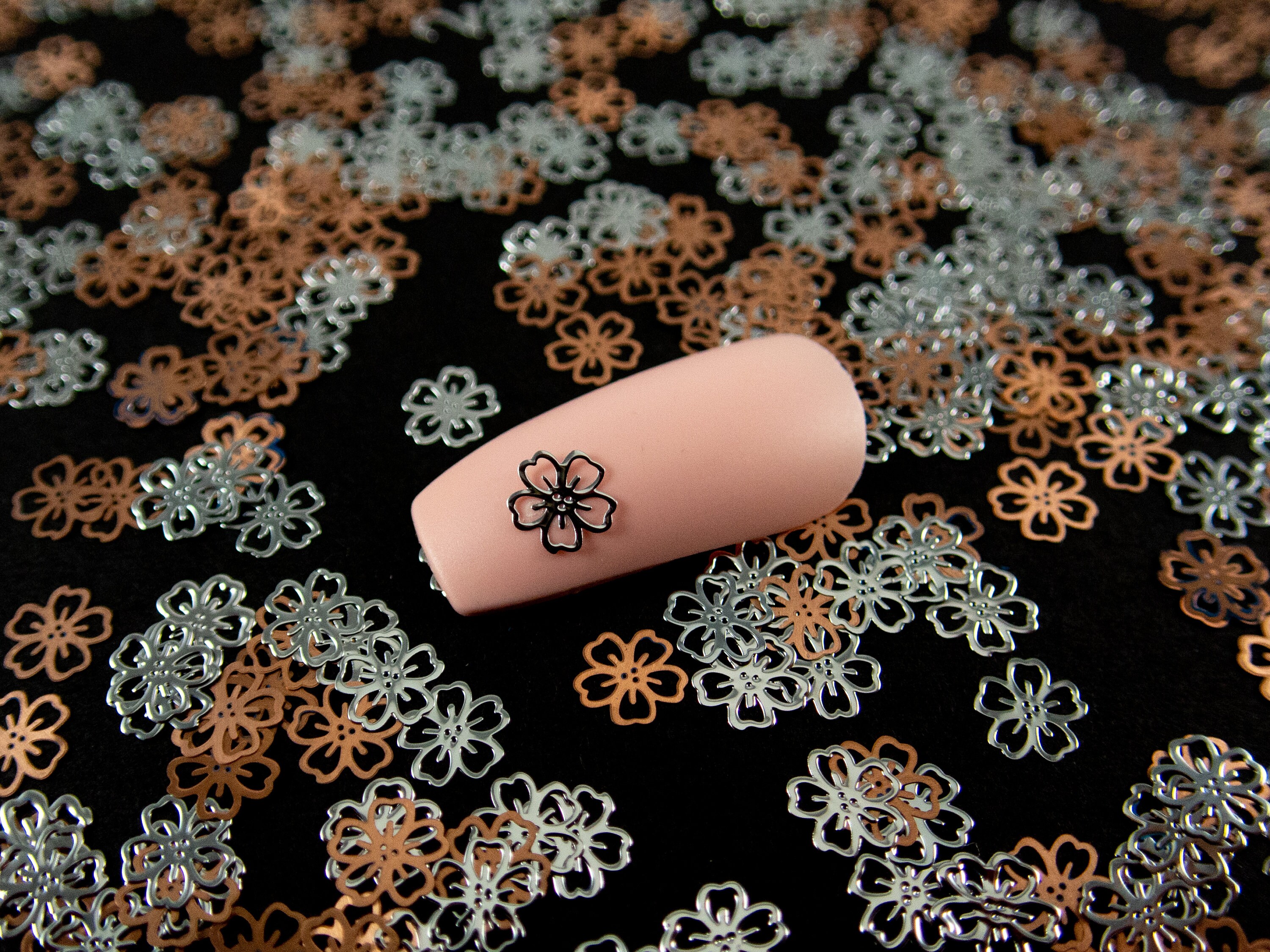 5mm Silver Toned Metal Sakura Flower Cabochons Cute Nail Art - Etsy