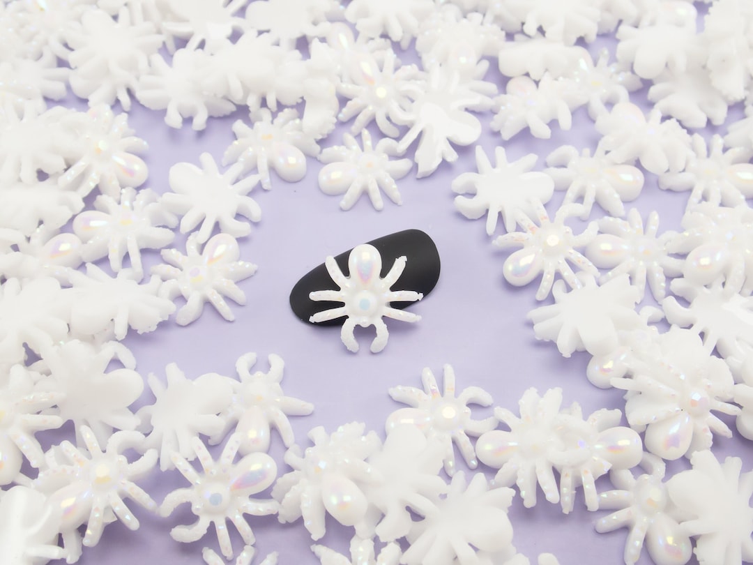 10 Miniature AB White Rhinestone Spider Cabochons, Resin Shaker ...