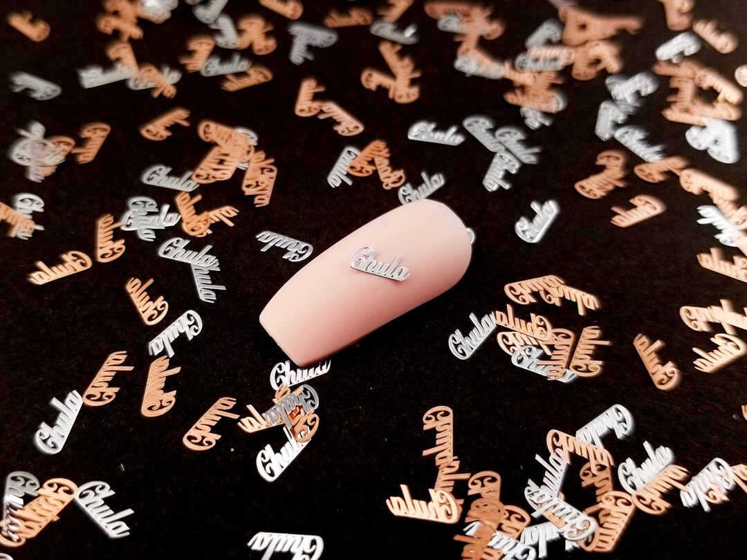 6mm Silver Toned Metal Kawaii Chula Word Cabochons, Cute Nail Art Cabs ...