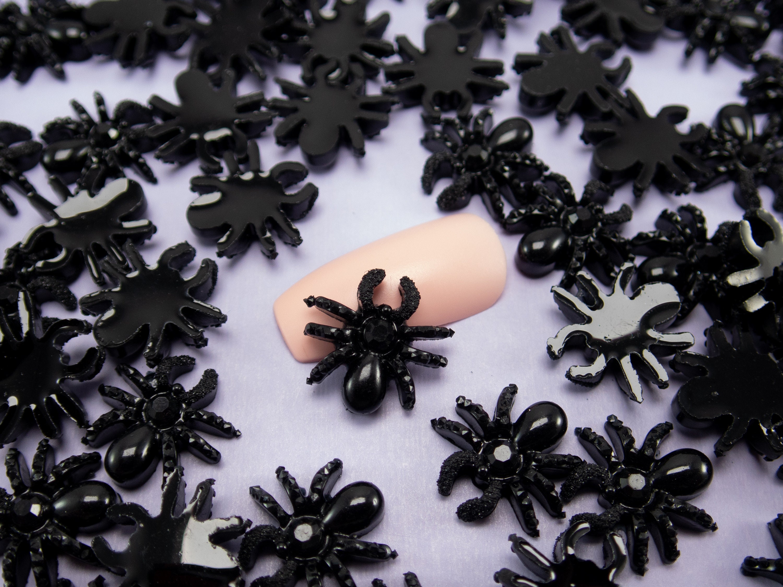 10 Miniature Black Rhinestone Spider Cabochons Resin Bug - Etsy