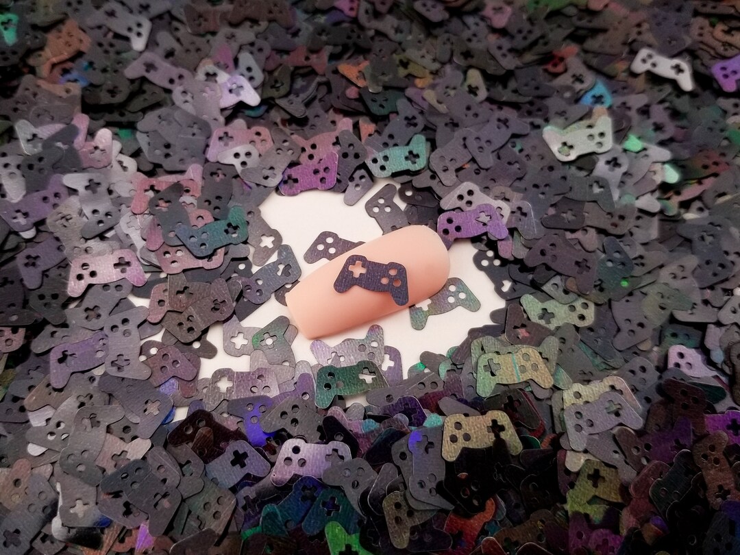 Holographic Black Game Controller Glitter, Game Console Glitter, Resin ...