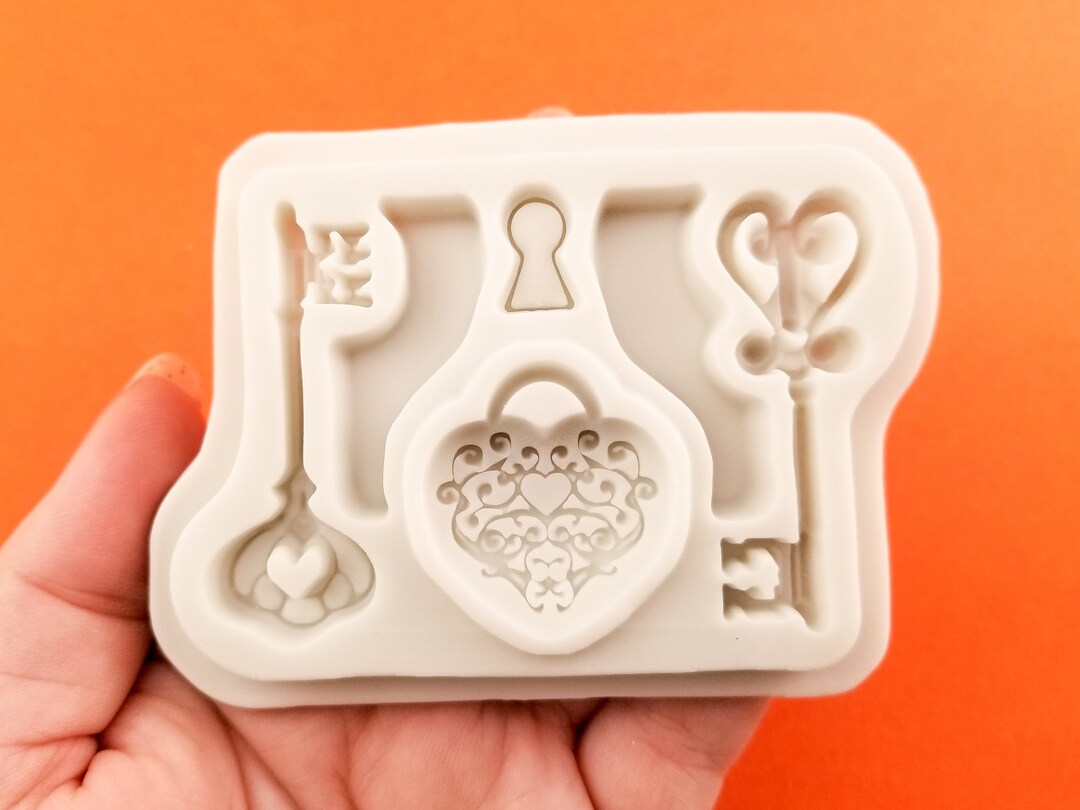 Skeleton Key and Locket Charm Tag Set Silicone Mold, Resin Casting Mold ...
