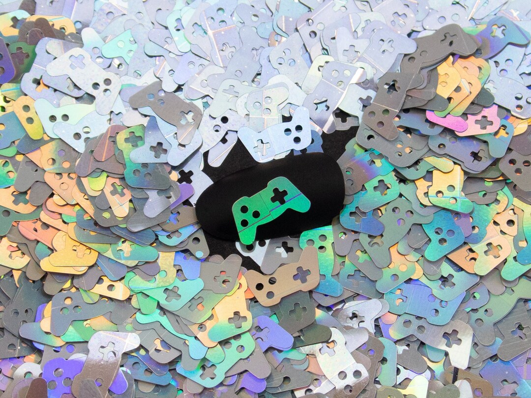 10mm Holographic Silver Game Controller Glitter, Game Console Glitter ...