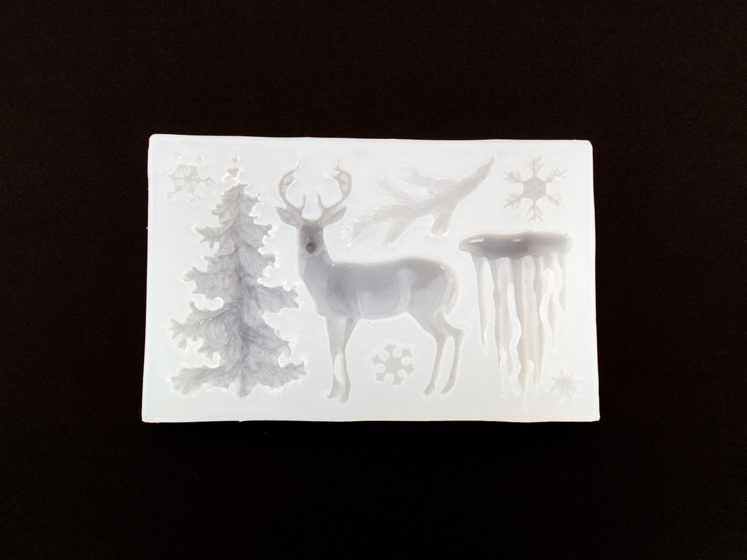7 Cavity Woodland Creatures Winter Forest Cabochon Silicone Mold, Mold ...