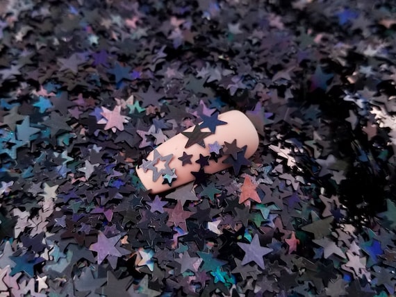 Black Holographic Mixed Star Iridescent Glitter Resin | Etsy
