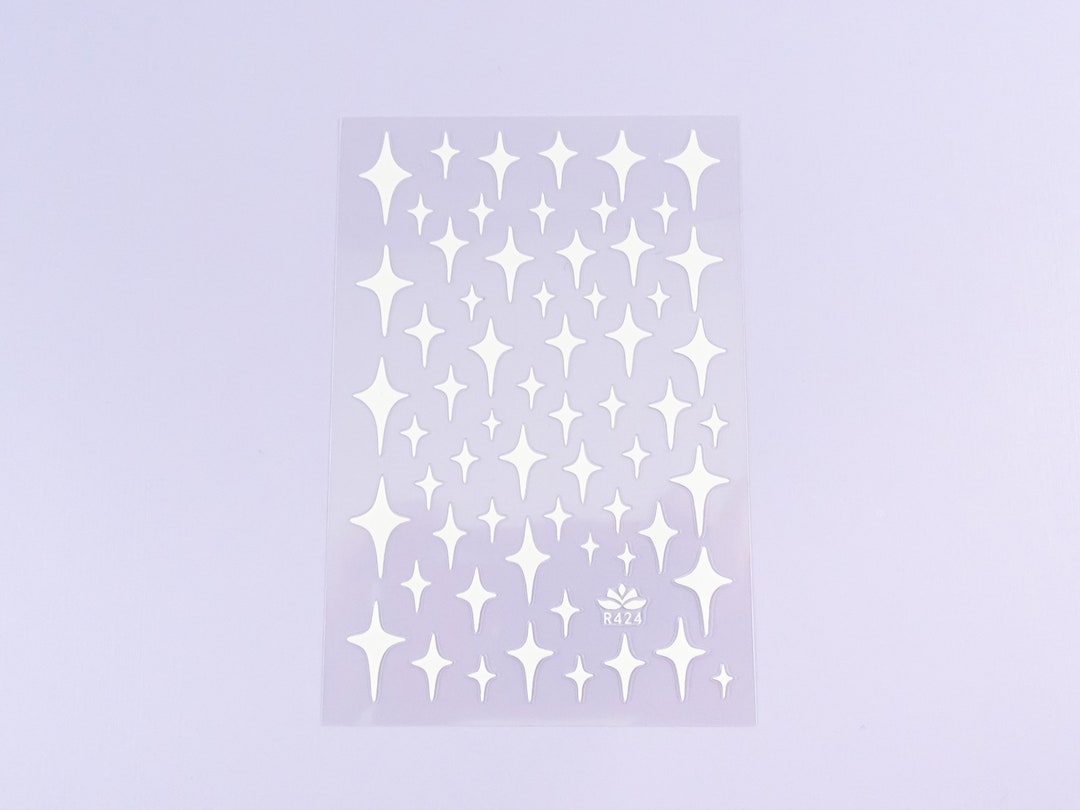 1 Sheet White Star Stickers for Use in Nail Art, Self Adhesive Nail Art ...