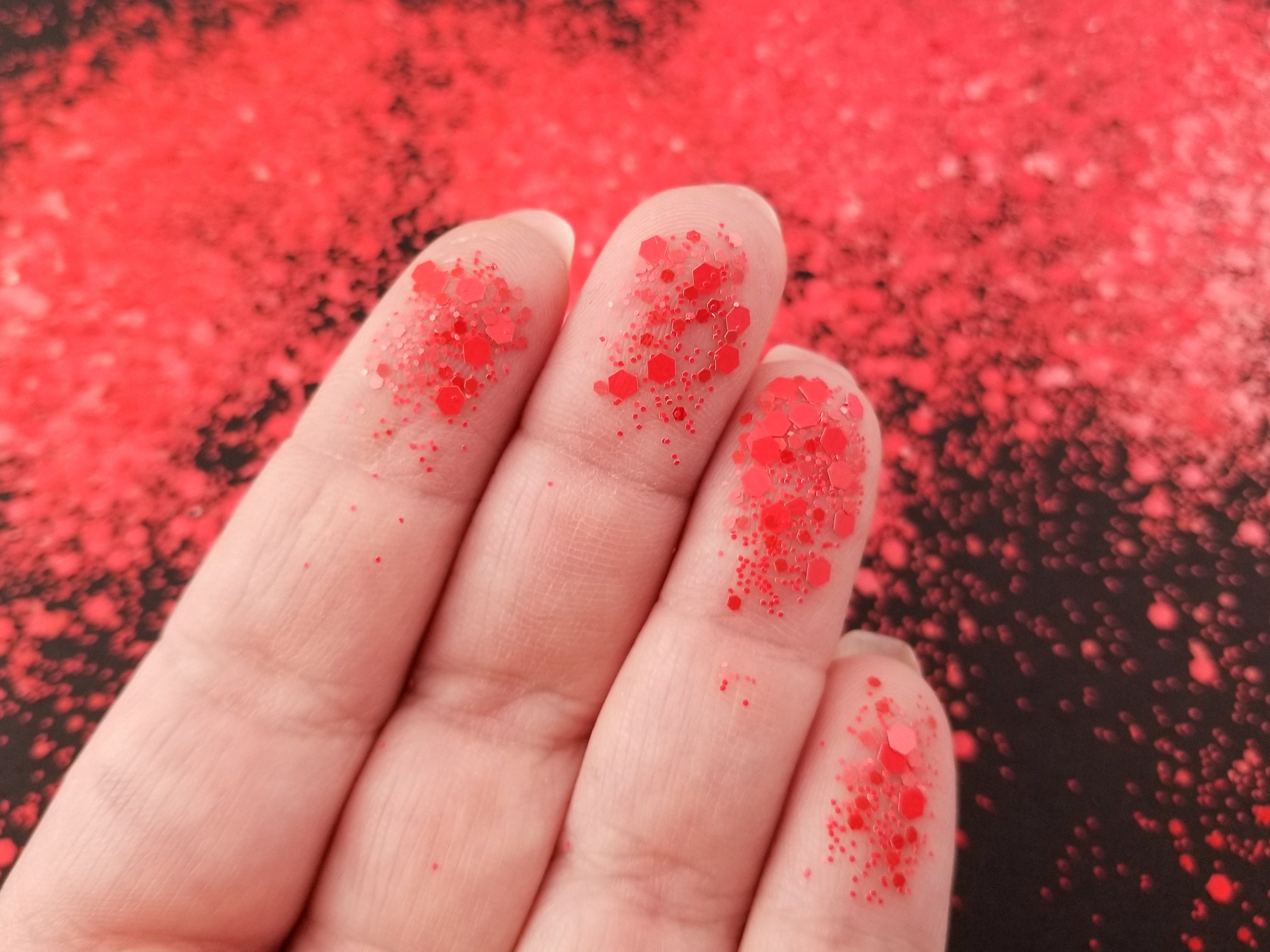 Cherry Red Hex Mixed Size Glitter Resin Supplies Kawaii | Etsy