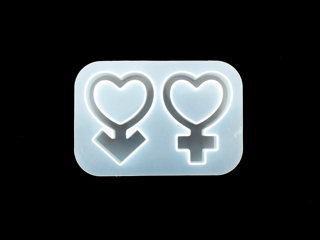 2 Cavity Symbol Heart Shaker Silicone Mold Set, UV Resin, Epoxy ...