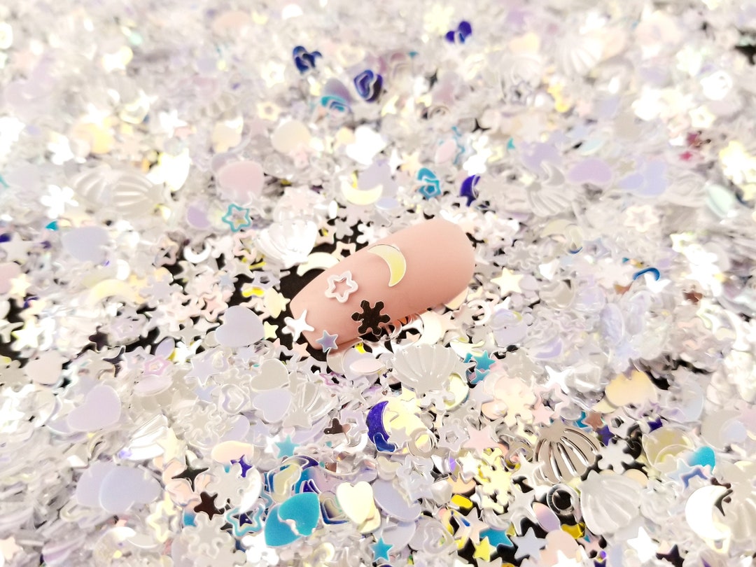 Periwinkle Daydream Mixed Shape Iridescent Glitter, 3-6mm Resin ...