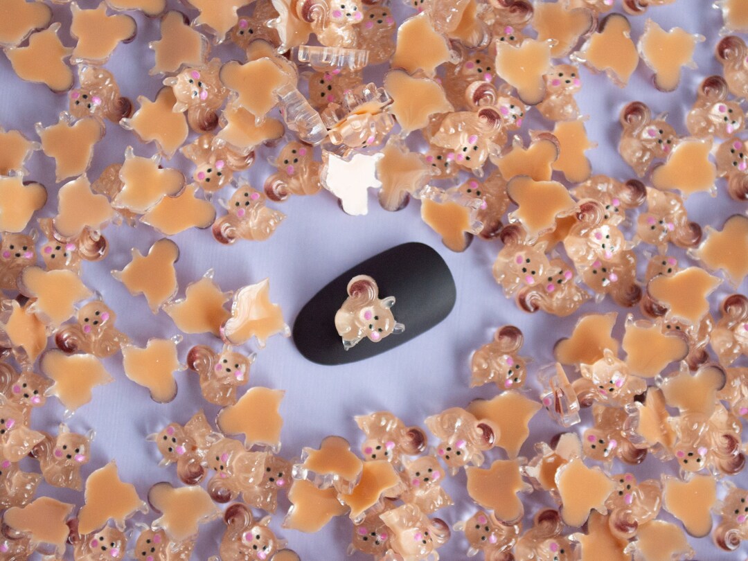 10 Miniature Squirrel Cabochons, 8mm Resin Animal Cabs, Shaker ...