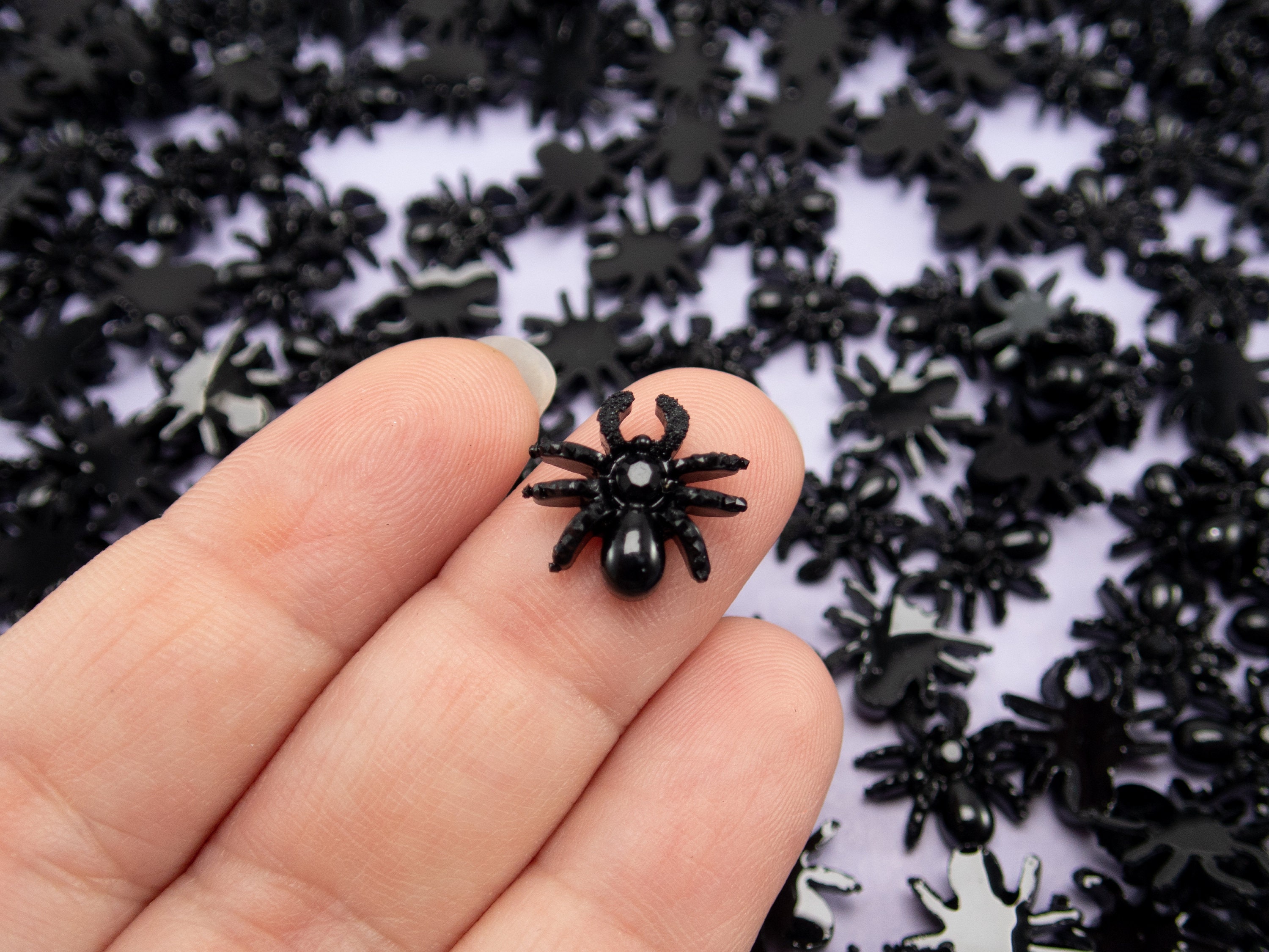 10 Miniature Black Rhinestone Spider Cabochons Resin Bug - Etsy