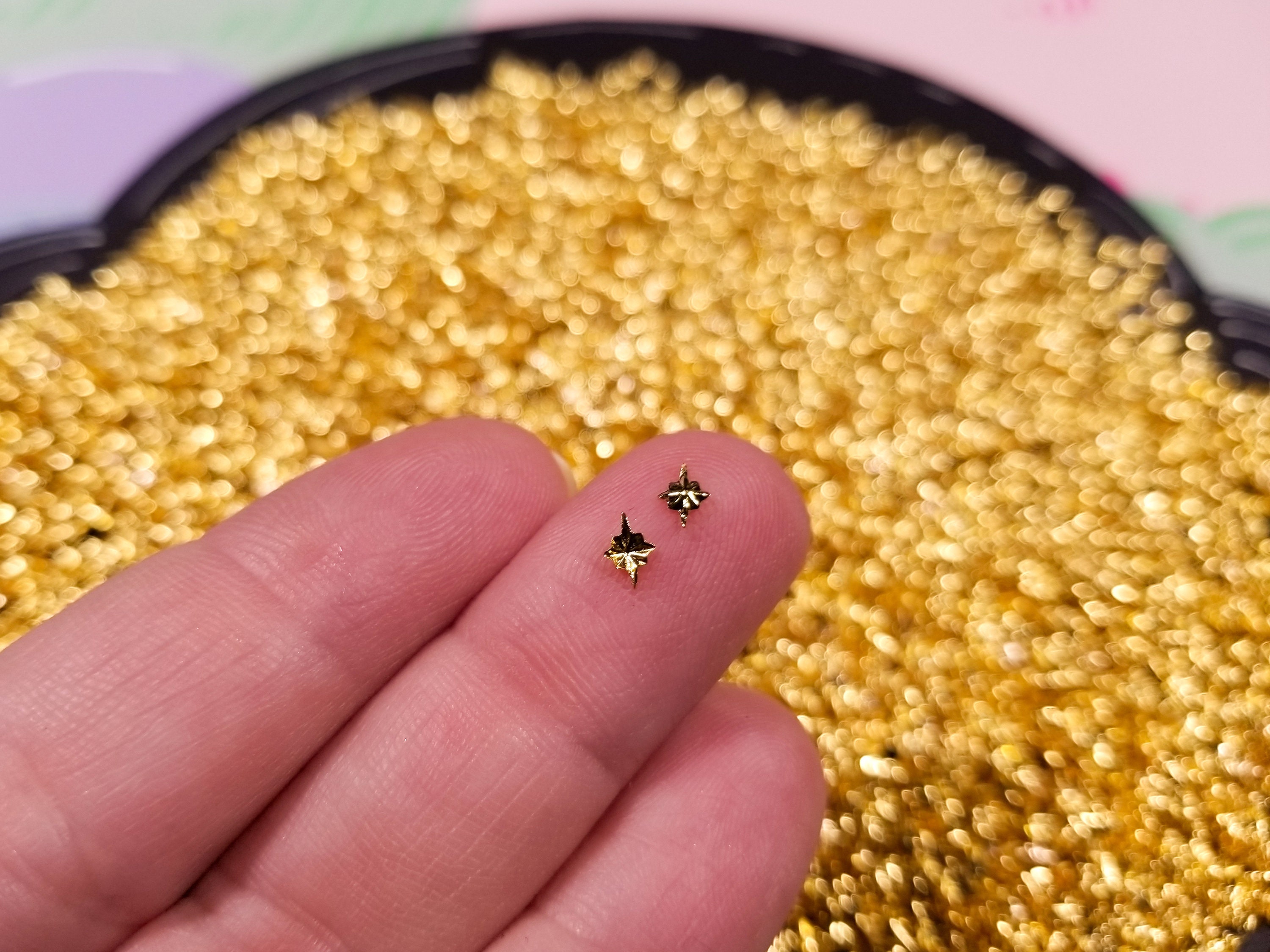 5mm Gold Toned Metal Compass Star Cabochons, Cute Nail Art Cabs, Charm ...