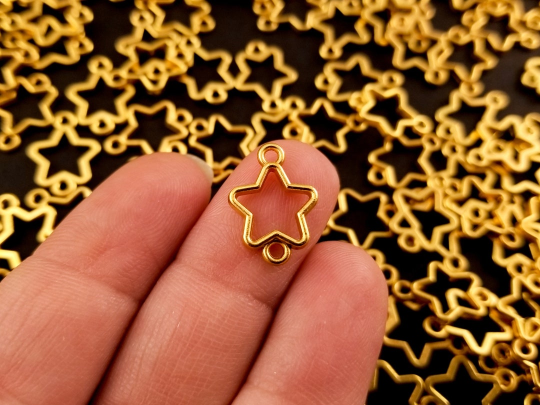 10 Gold Tone Plated 16mm Star Connectors, Starburst Connectors, Open ...