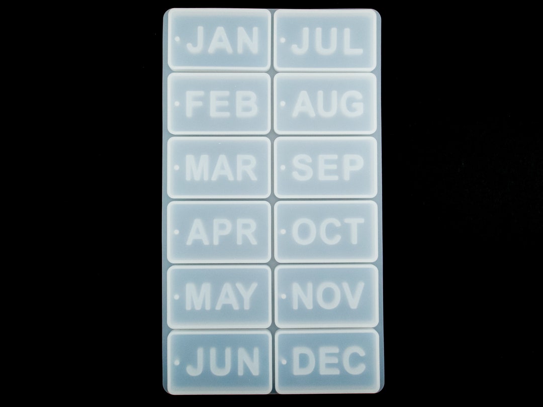 Calendar Months Tag Charm Silicone Mold, Resin Casting Mold for UV ...