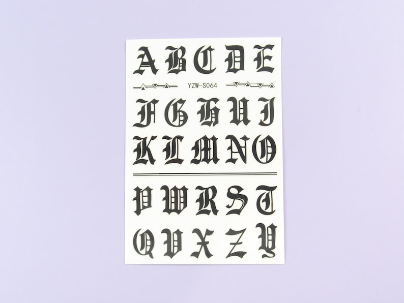 1 Sheet Black Gothic Font Alphabet Stickers Self Adhesive - Etsy
