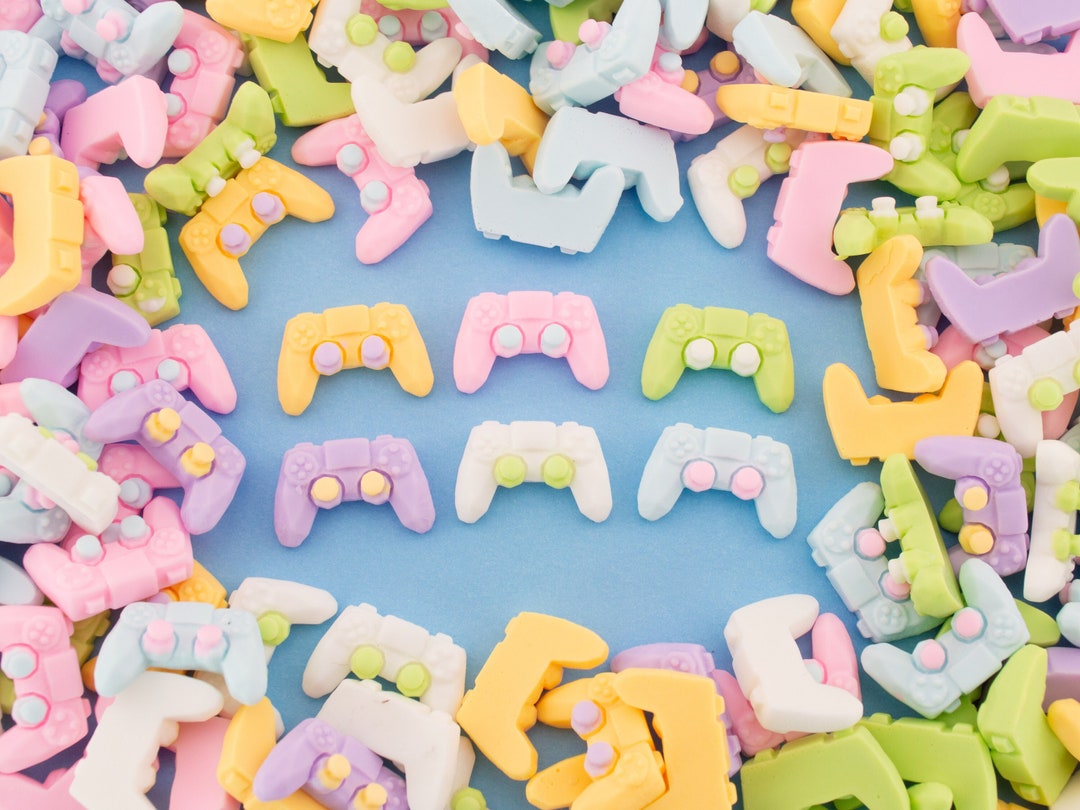 10 Miniature Pastel Game Controller Cabochons, 24mm Resin Gamer Decor ...