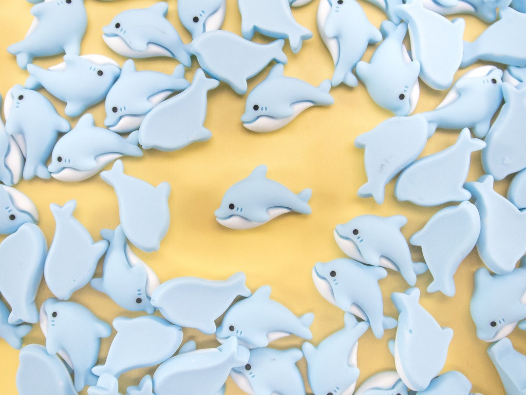 5 Miniature Blue Dolphin Cabochons, 20mm Resin Ocean Cabochon, Shaker ...