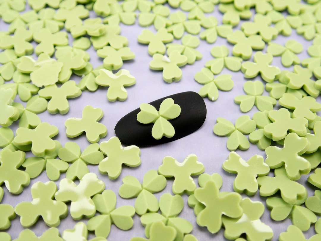 10 Miniature Green Clover Cabochons, 9mm Resin Shaker Embellishment ...
