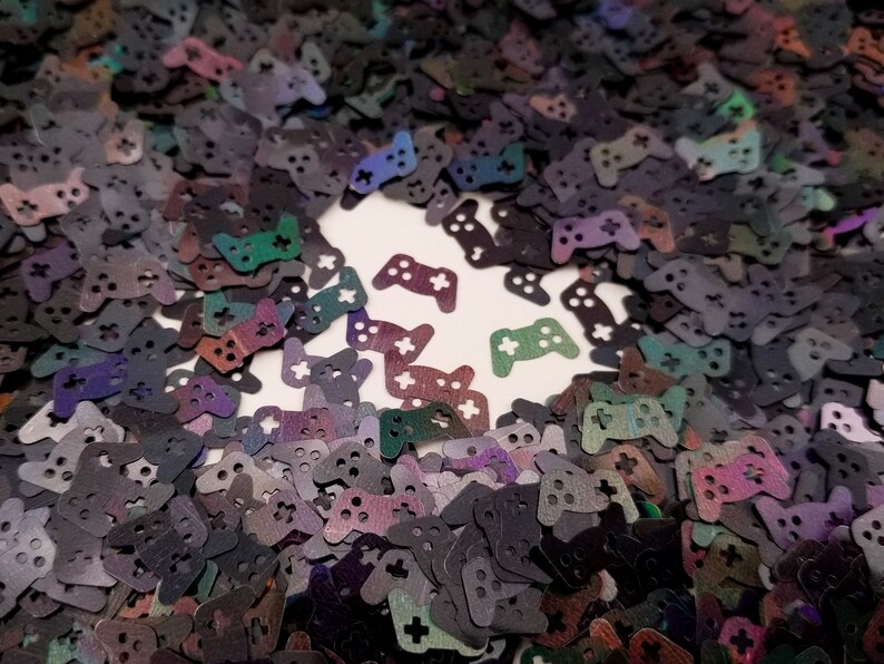 Holographic Black Game Controller Glitter, Game Console Glitter, Resin ...
