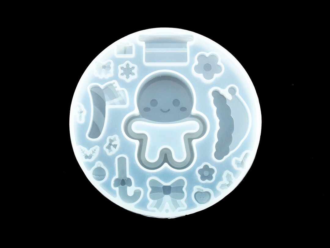 18 Cavity Silicone 52mm Gingerbread Man Shaker Kit Mold, Mold for UV ...