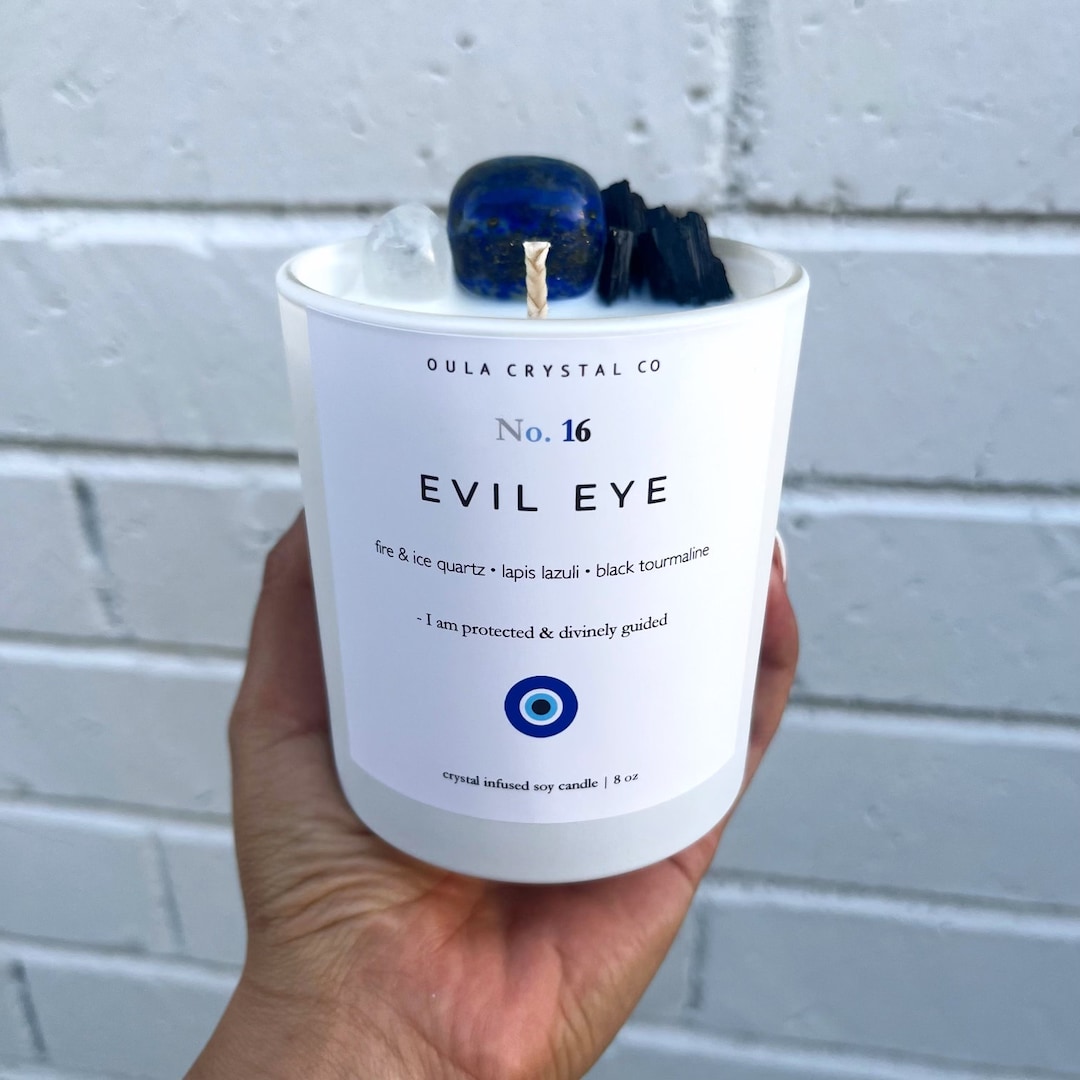 Evil Eye Crystal Candle |healing | Hand Poured Soy Candle| Scented ...