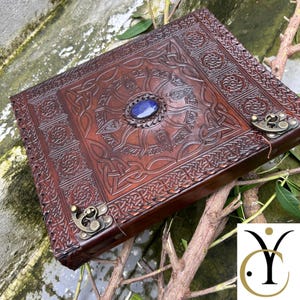 Personalized Leather 3 Ring Sun Binder With Lapis Lazuli Stone for 9x11 ...