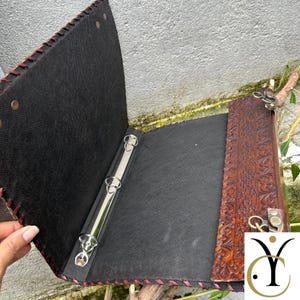 Personalized Leather 3 Ring Sun Binder With Lapis Lazuli Stone for 9x11 ...