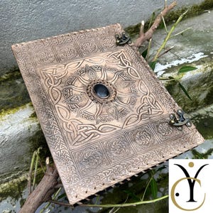 Personalized Leather 3 Ring Sun Binder With Lapis Lazuli Stone for 9x11 ...