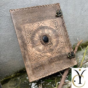 Personalized Leather 3 Ring Sun Binder With Lapis Lazuli Stone for 9x11 ...