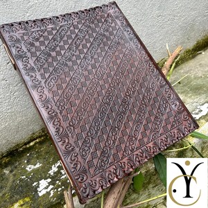 Personalized Leather 3 Ring Sun Binder With Lapis Lazuli Stone for 9x11 ...