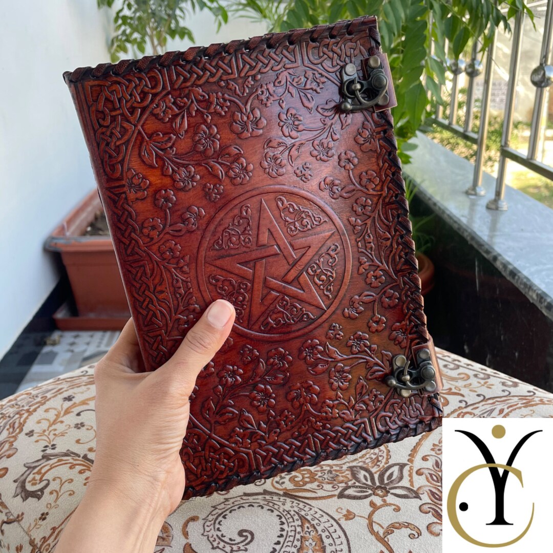 Personalized Leather Journal Book of Shadows, Pentagram Journal, Pentacle Journal, Spell Book ...