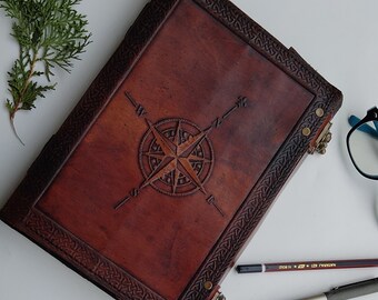 Leather Journal Compass - Etsy