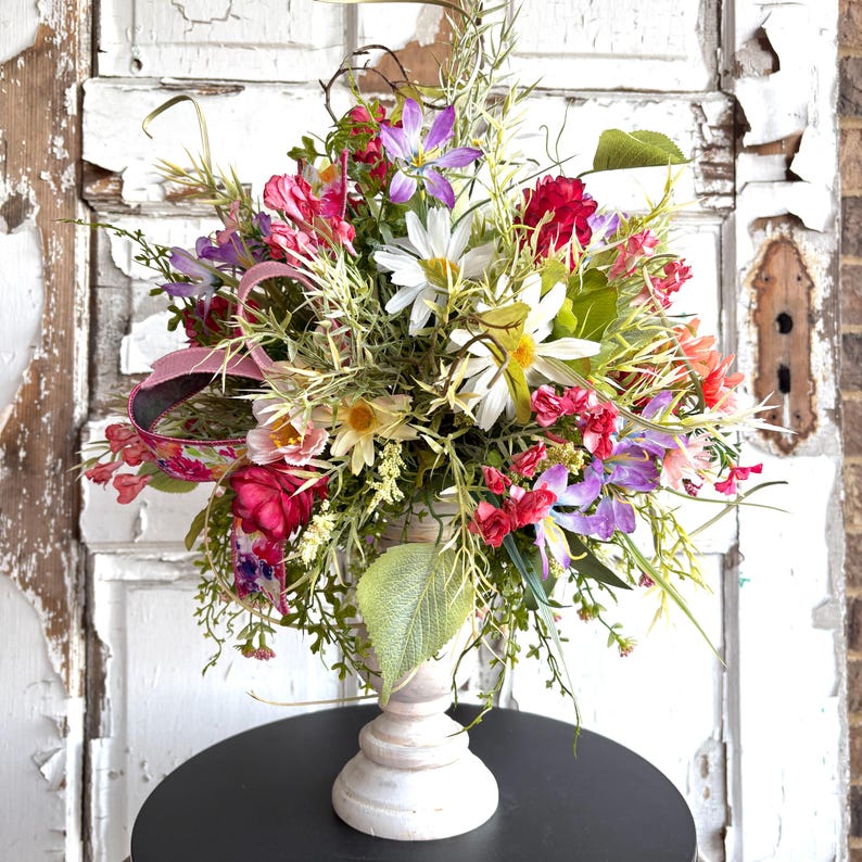 Spring Floral Candlestick Arrangement, Easter Table Decor, Table ...