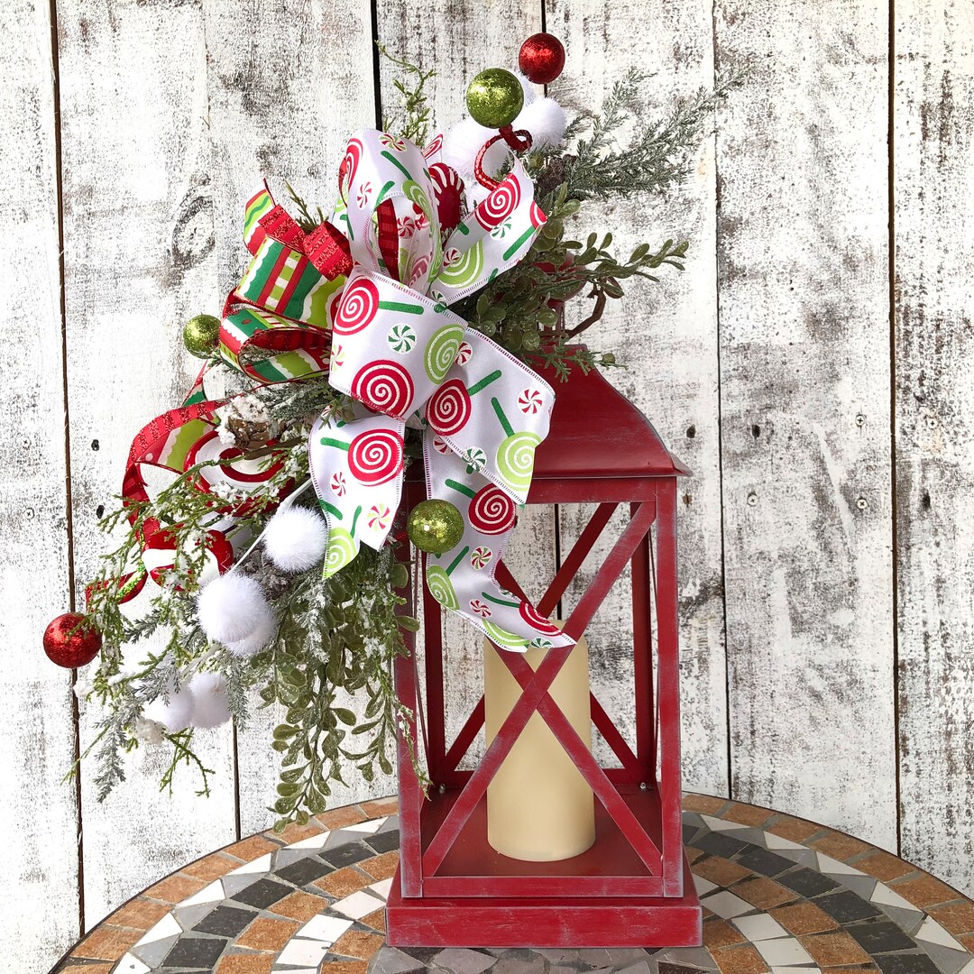 Christmas Lantern Topper, Christmas Lantern Swag, Christmas Lantern ...