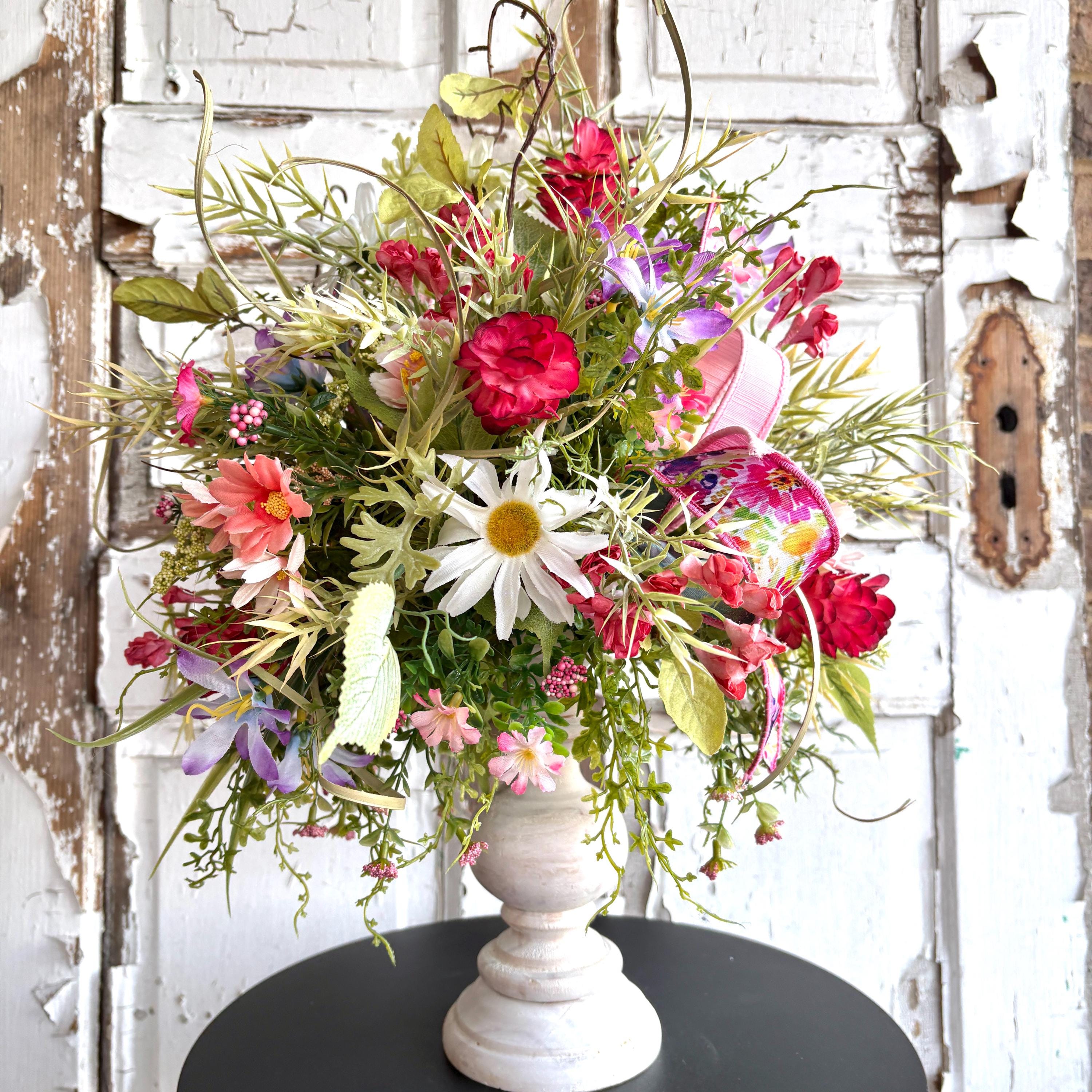 Spring Floral Candlestick Arrangement, Easter Table Decor, Table ...