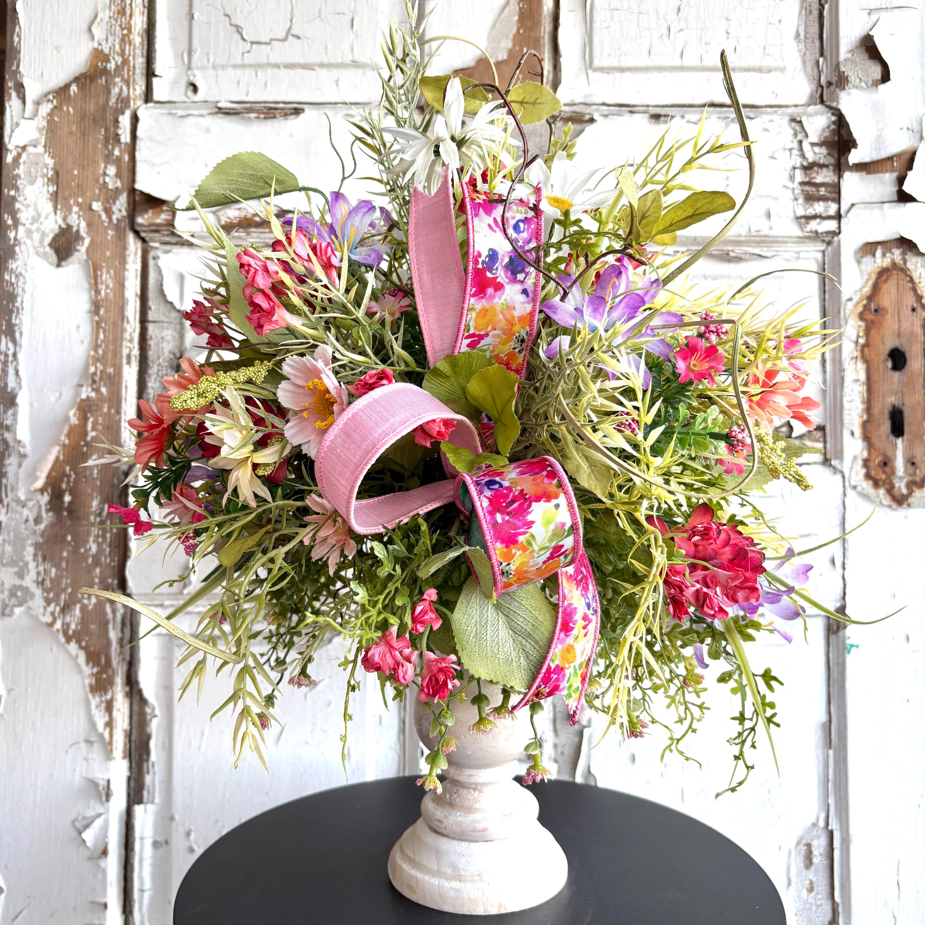 Spring Floral Candlestick Arrangement, Easter Table Decor, Table ...