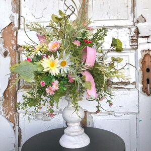 Spring Candlestick Arrangement, Wispy Spring Floral Arrangement, Table ...